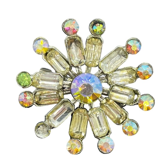 Jewelry | Vintage Aurora Borealis Rhinestone Starburst Shaped Brooch ...